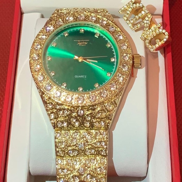 TECHNOPAVE | Accessories | Mens 4k Gold Plated Lab Diamond Watchring ...